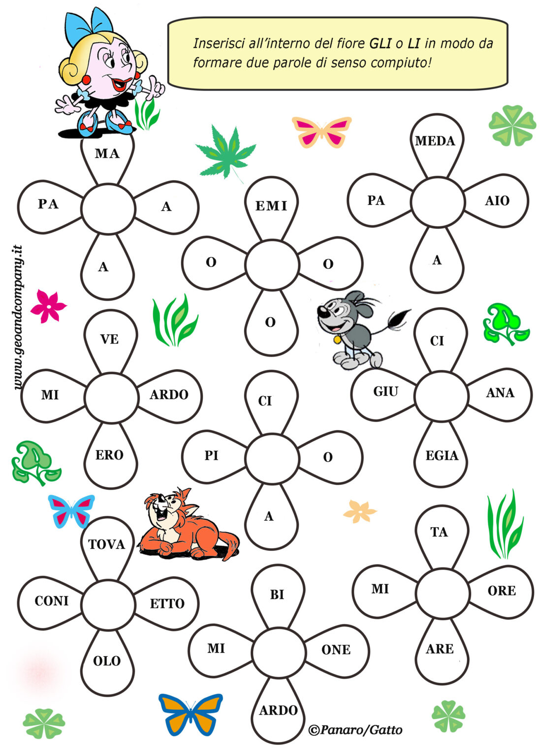 Lilla e i suoni GLI - LI - Schede didattiche scuola primaria