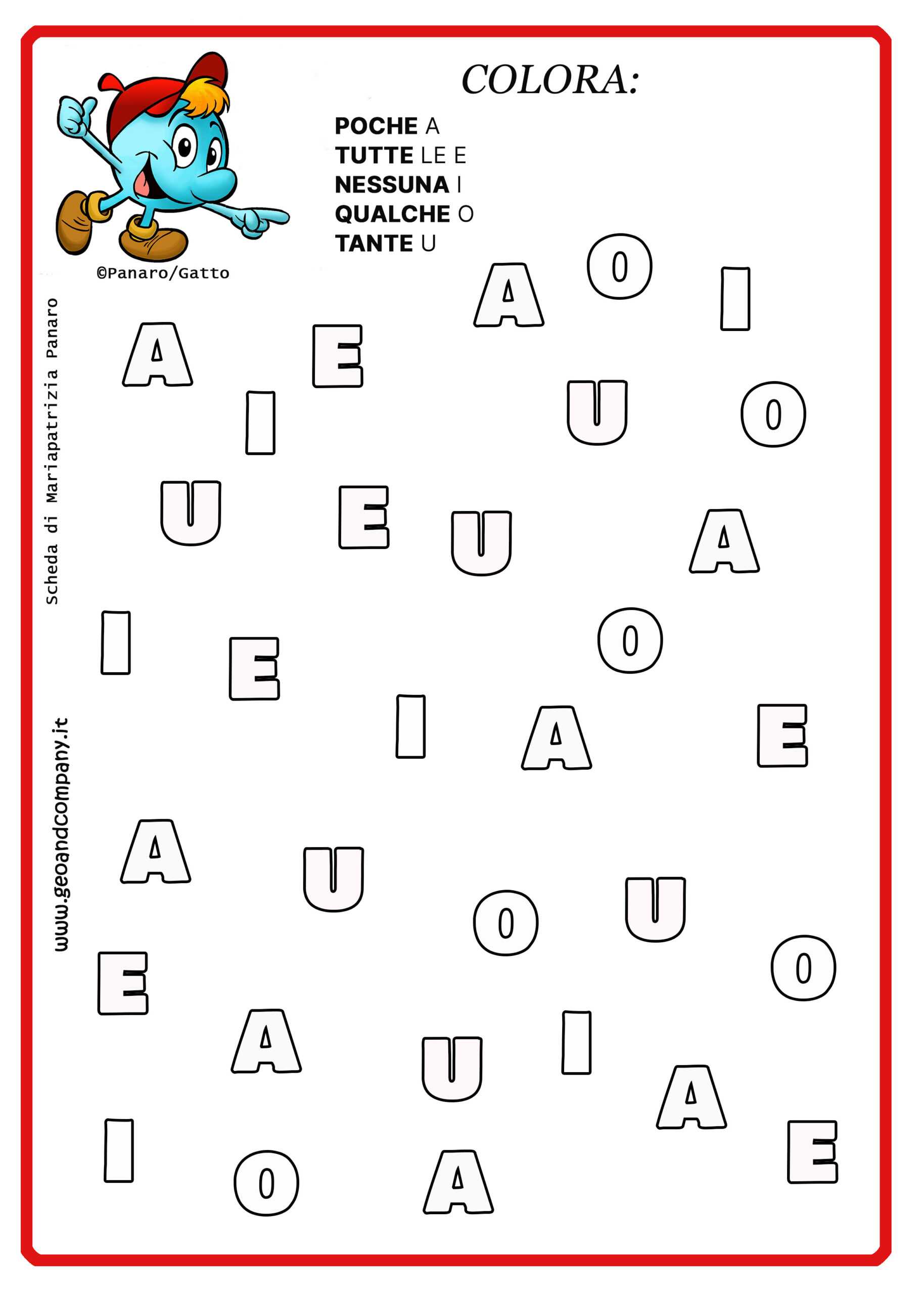 Quantificatori di vocali – Schede didattiche per bambini