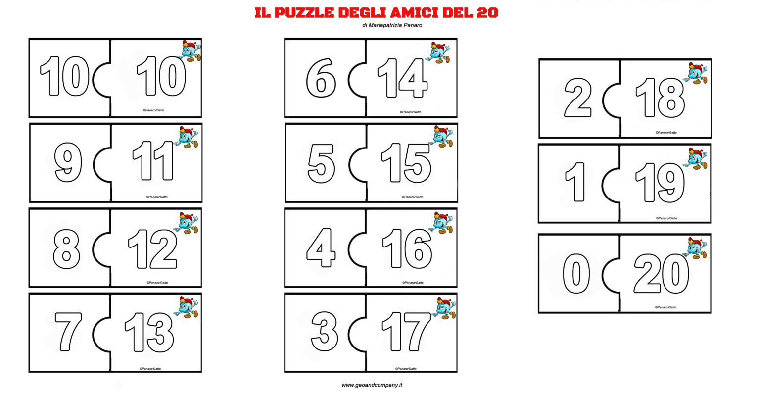 Il puzzle degli amici del 20 – Gioco didattico per bambini